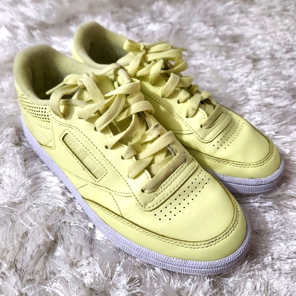 Reebok | Shoes | Reebok Club C 85 Yellow Lemon Leather Tennis Sneaker ...